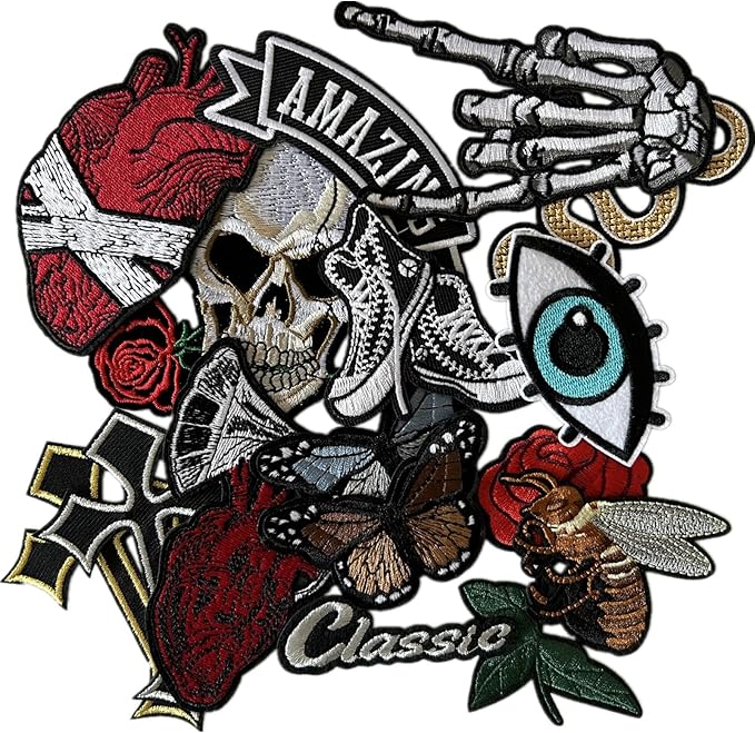 Dark Embroidered Applique Iron On Patches for Backpacks, Rock Band ...