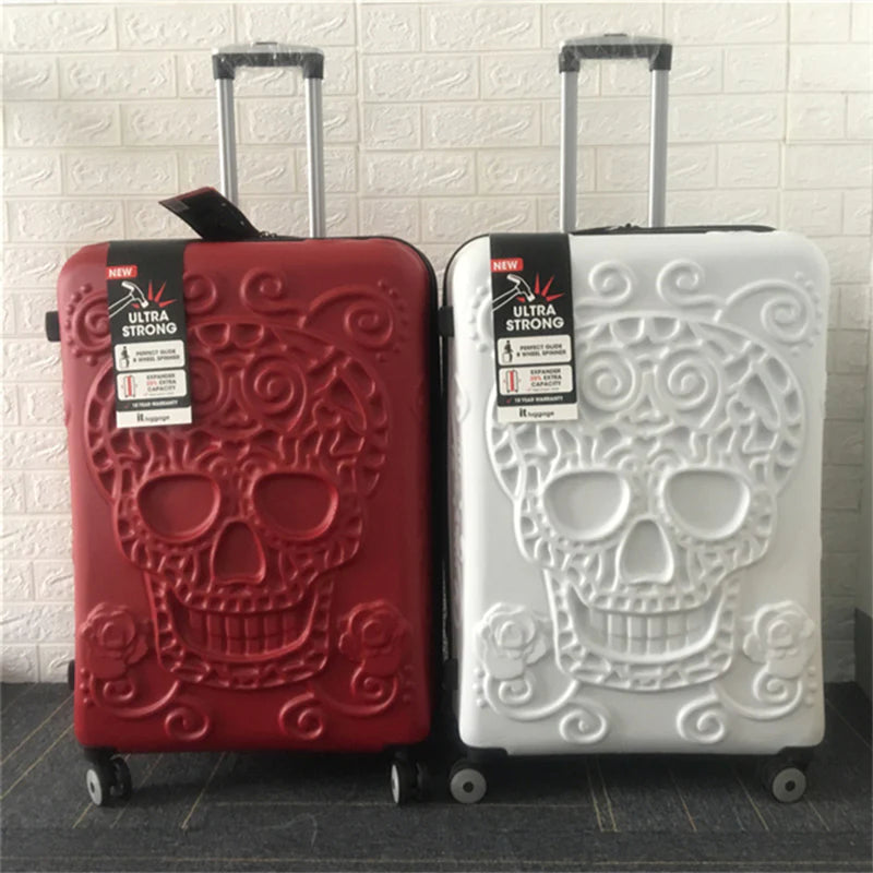 Sugar skull Luggages Suitcase, Gothic skull halloween skeleton suitcase ...