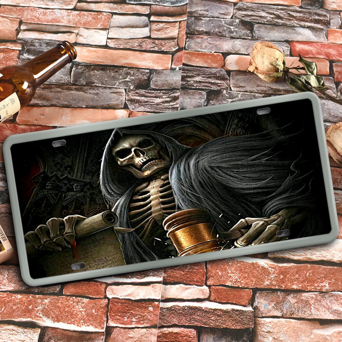 Grim reaper skeleton Vintage License Plate Decoration Painting, skull ...
